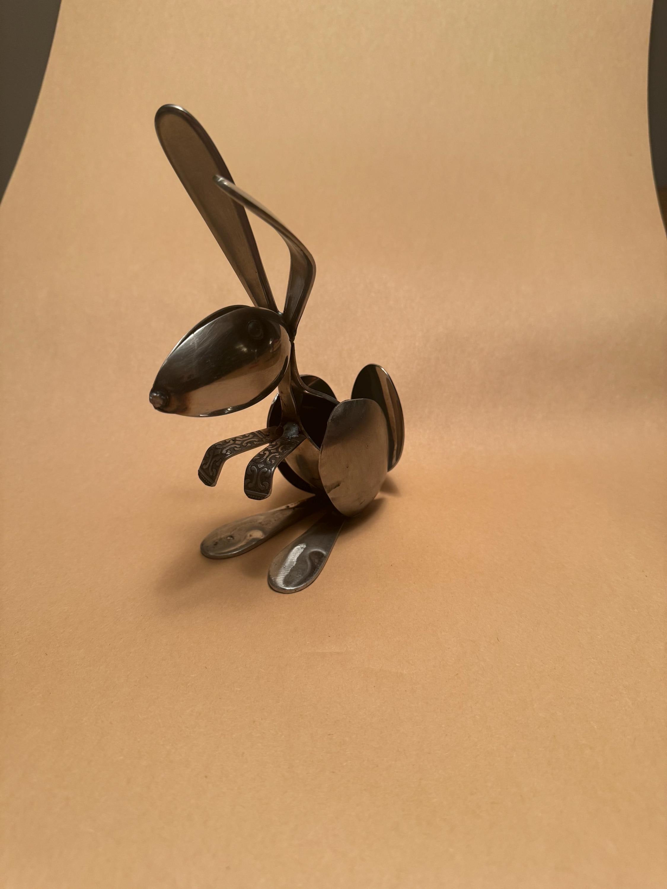 Silverware Metal Rabbit, Metal Art - Etsy