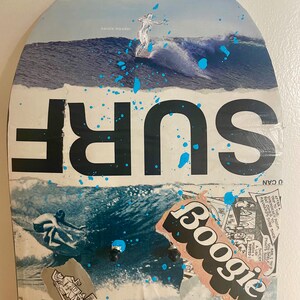 Skateboard Surf Collage– Mixed Media Wall Art With Resin, Beachy ...