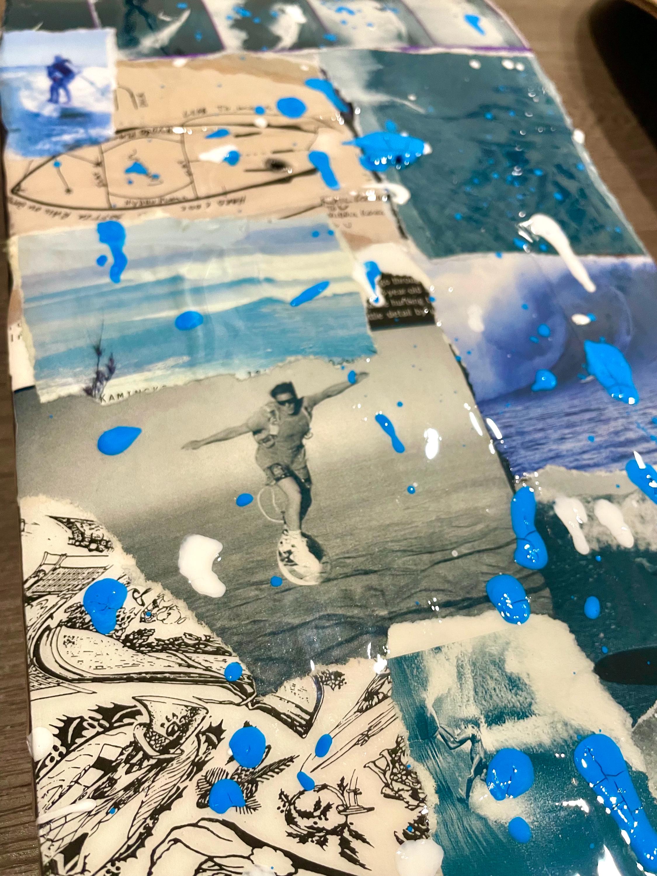 Skateboard Surf Collage– Mixed Media Wall Art With Resin, Beachy ...