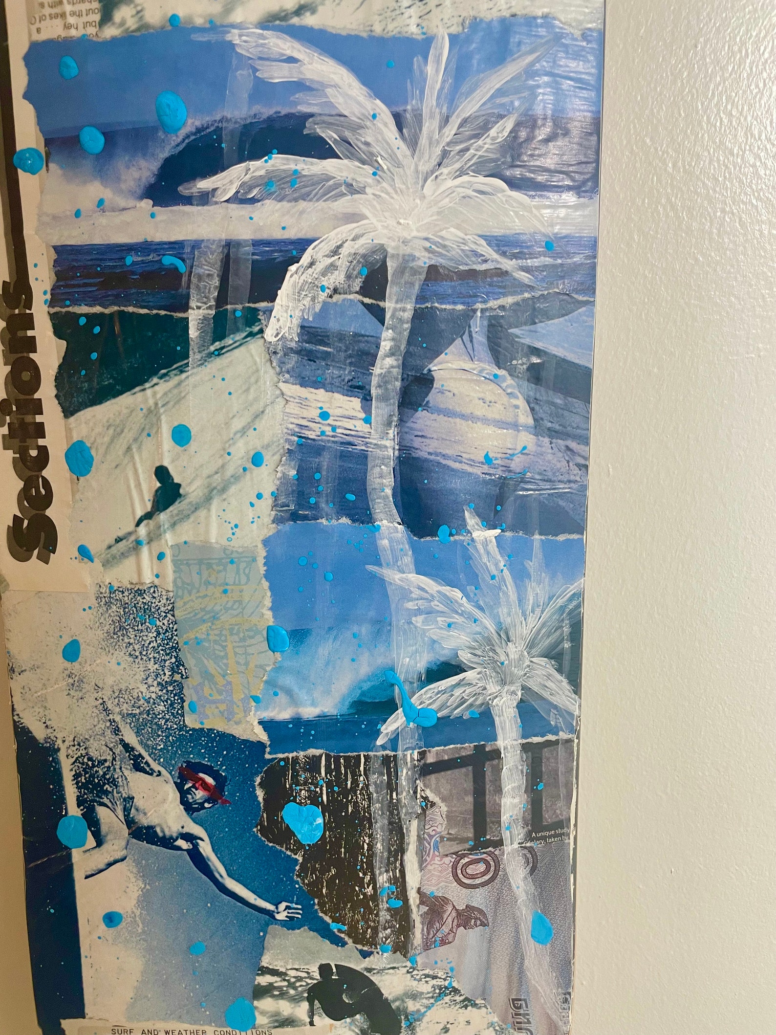 Skateboard Surf Collage– Mixed Media Wall Art With Resin, Beachy ...