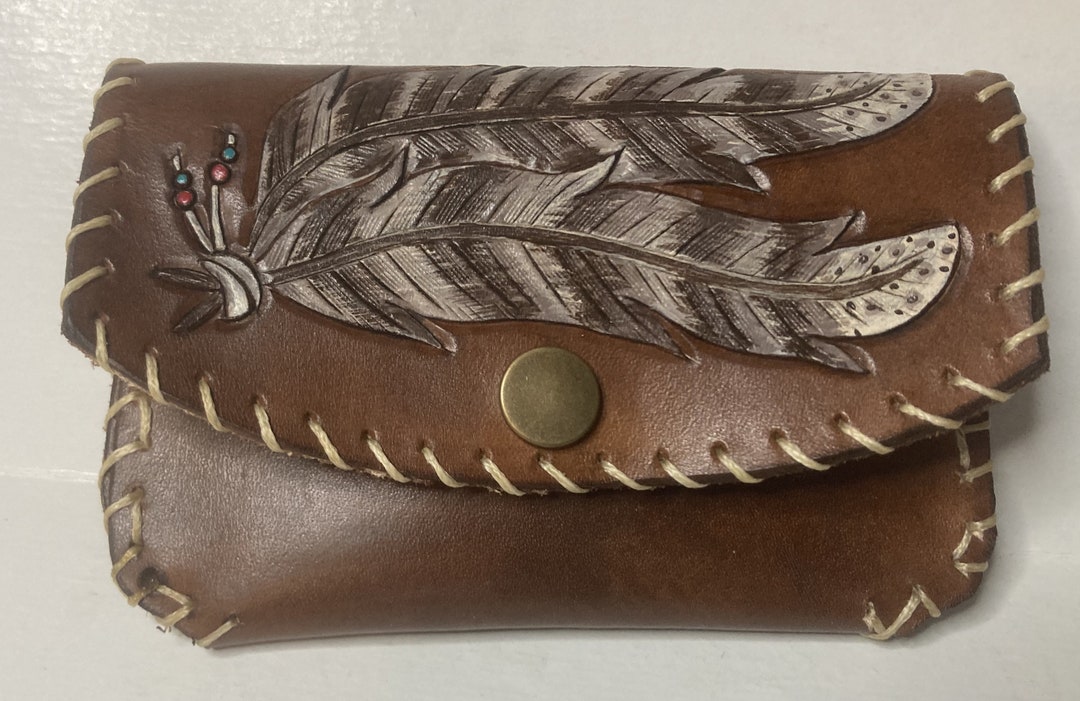 Handmade Mini 3-pocket Snap Wallet With Feathers - Etsy