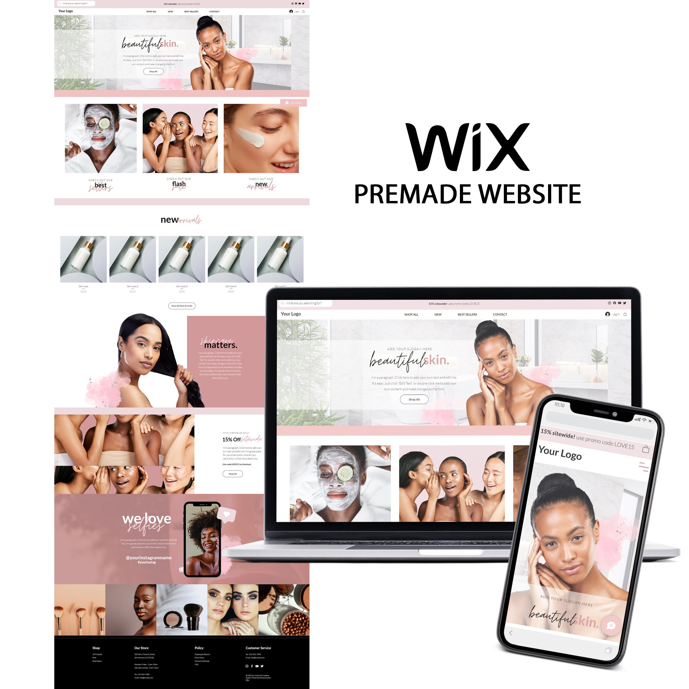 Skin Goals Template, Beauty Wix Website, Premade Wix Template, Skin ...