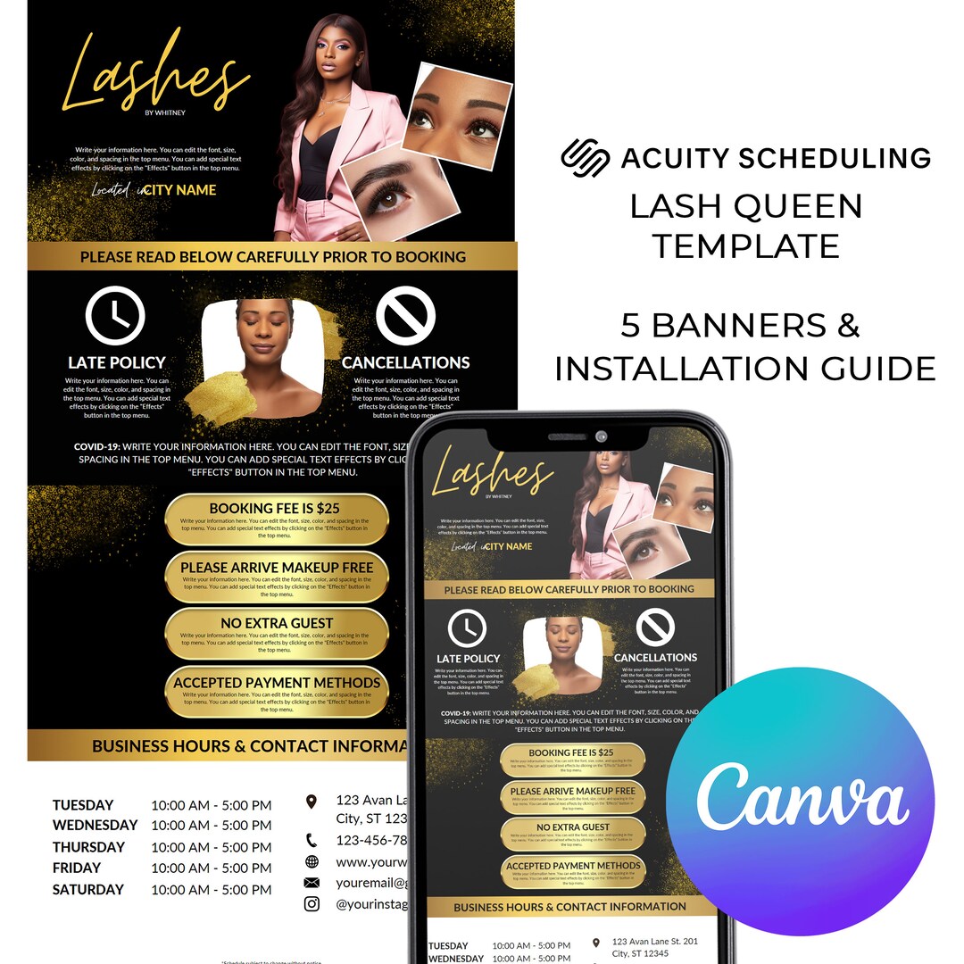 Lash Queen DIY Acuity Site, Acuity Scheduling Template, Booking Site ...
