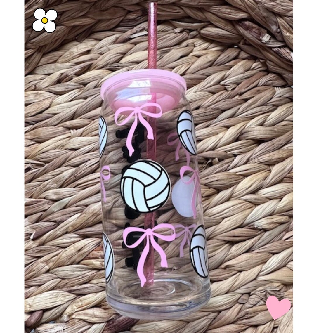 Coquette Volleyball Glass Cup: Sporty Girl Gift With Bamboo Lid - Etsy