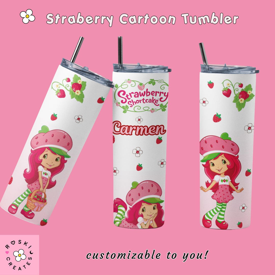 Strawberry Cartoon Tumbler, Girly Kawaii Water Bottle, Gift for Her - Etsy