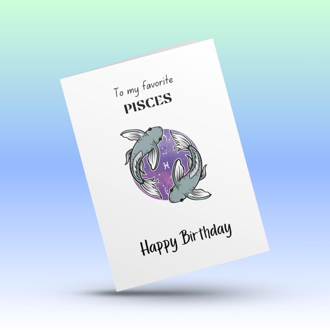 Pisces Zodiac Birthday Card | Astrology Gift With Personality Traits ...