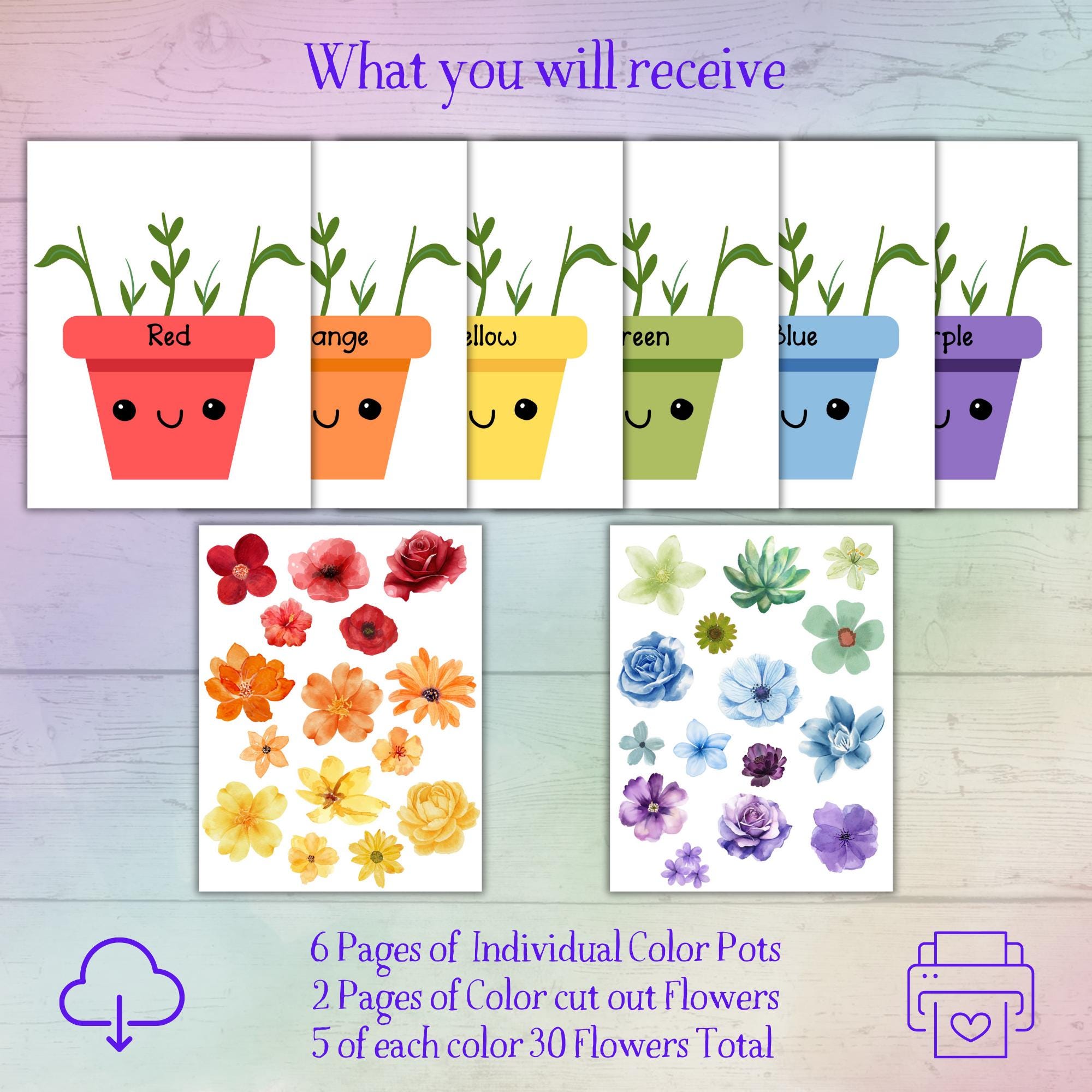Color Sorting Printable PDF, Autism Non Verbal Children, Pre K, Special ...