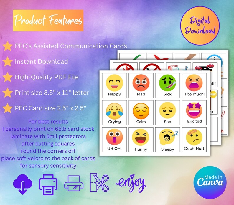 Printable Picture Cards Assisted Communication PDF, Non-verbal Pec's ...