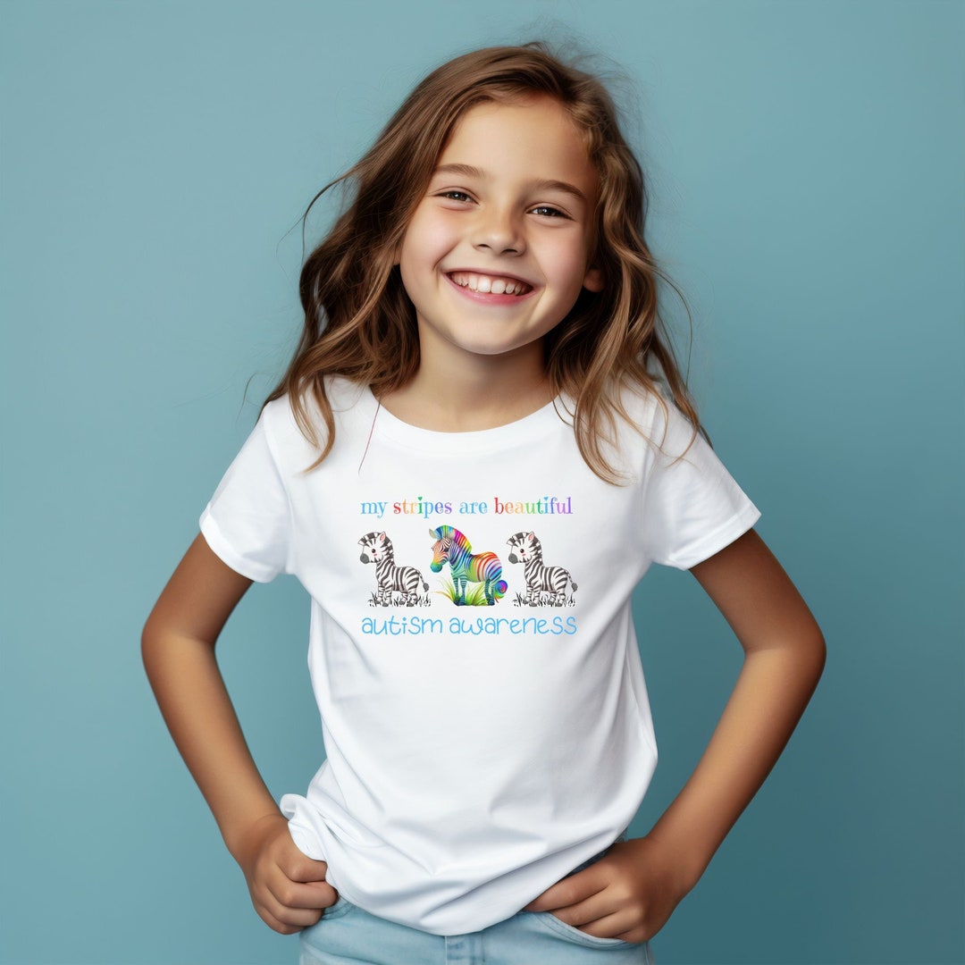 My Stripes Are Beautiful Colorful Zebra Kids T-shirt/autism Awareness ...