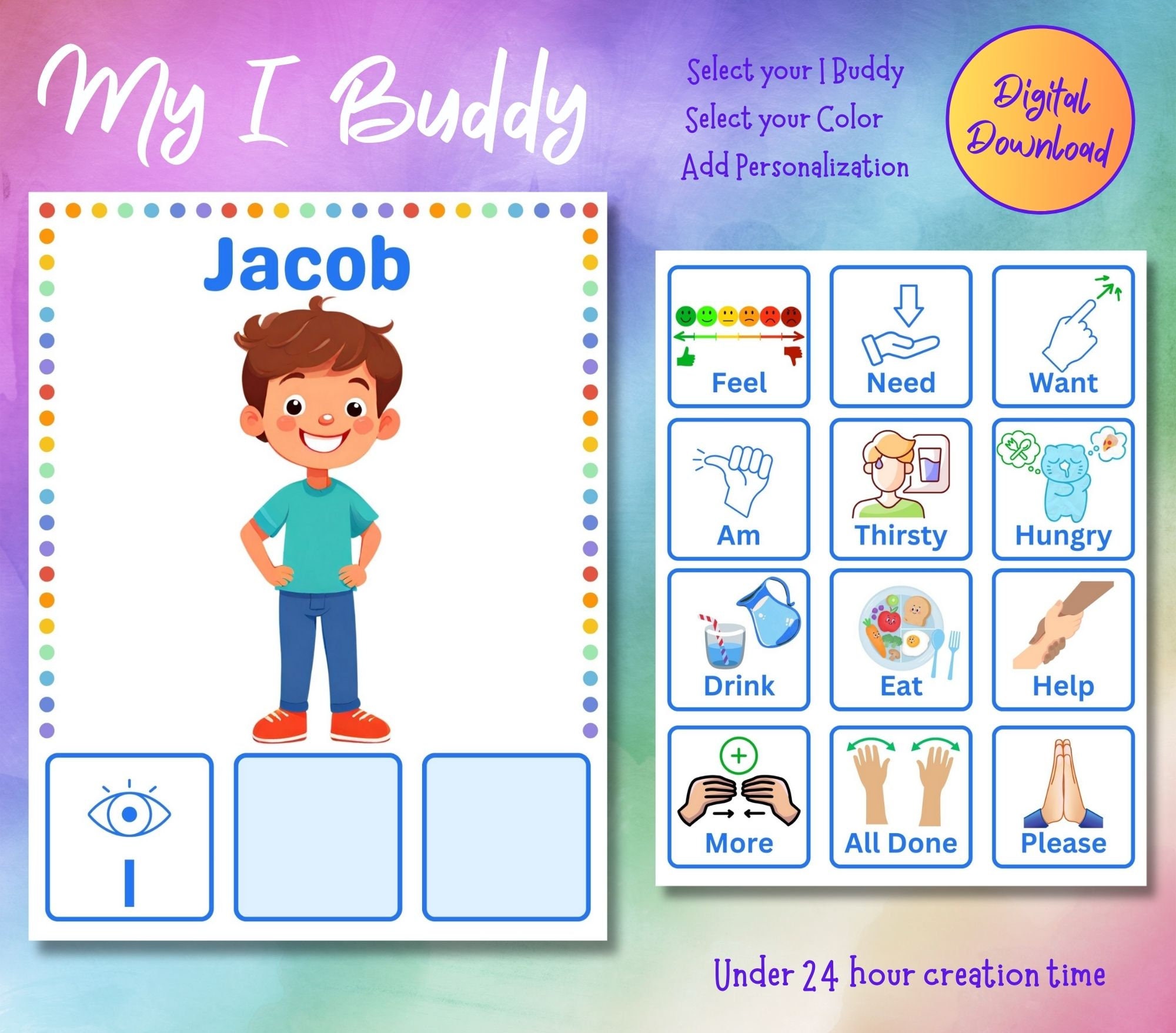 My I Buddy Customizable Pec's/non Verbal Custom Communication ...