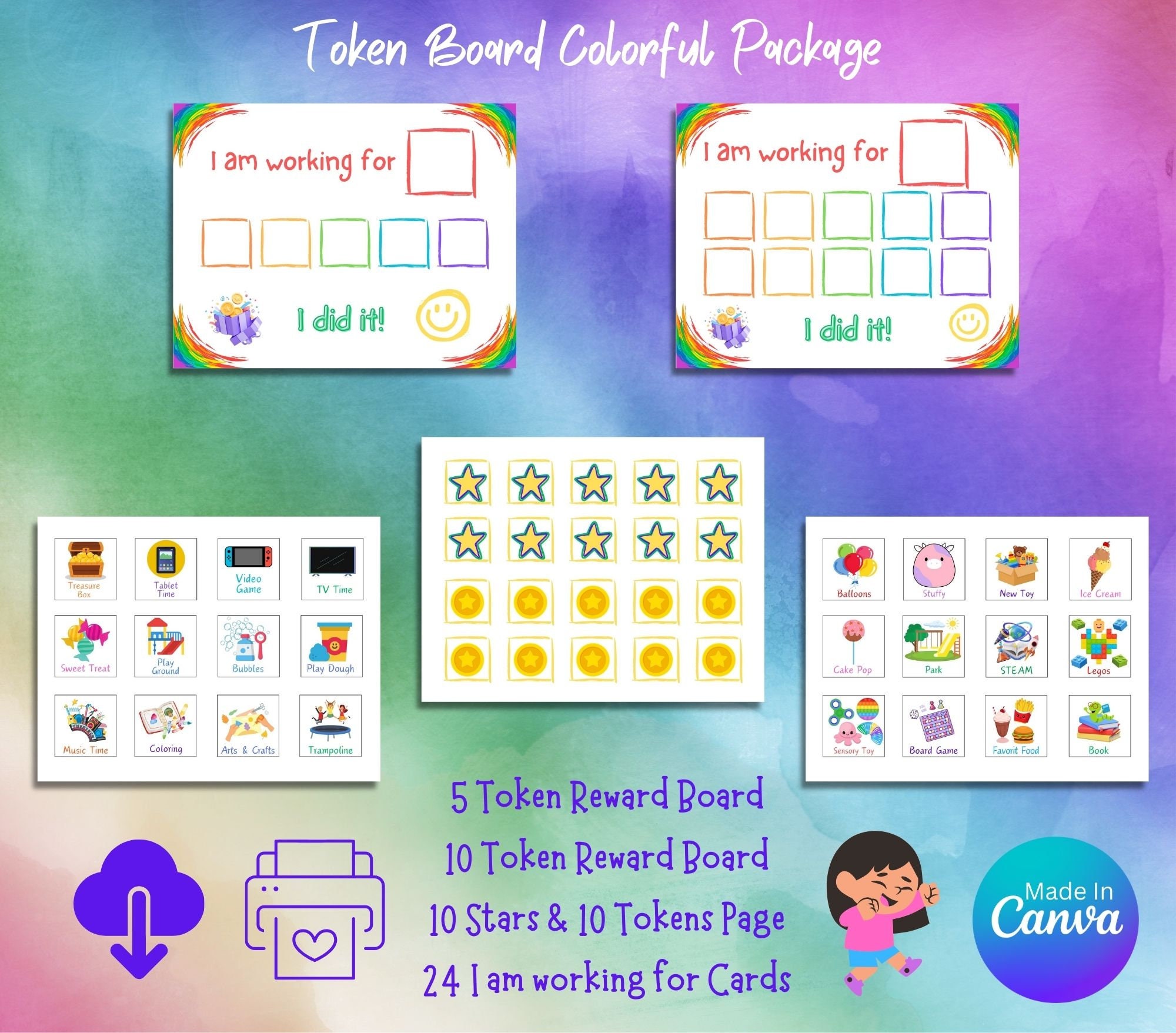Colorful Token Board/non Verbal Printable Pec's/positive Behavior ...