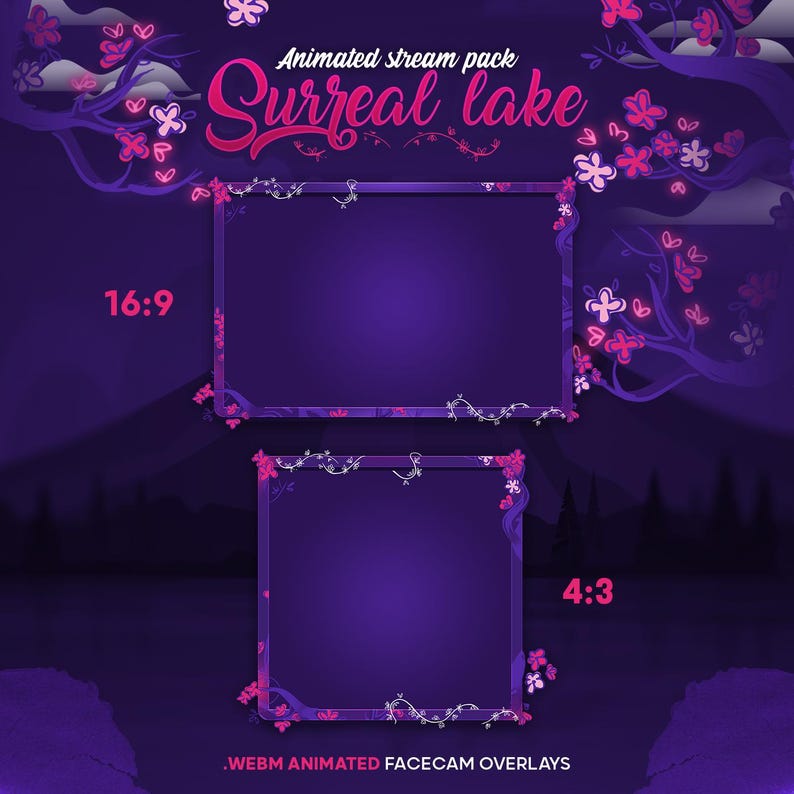Surreal Lake Animated Stream Package: Twitch, Youtube, Kick, Stream ...