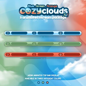 Cozy Clouds Three Animated Stream Packages: Twitch, Youtube, Kick ...