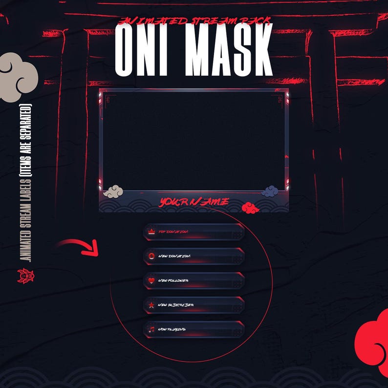 Oni Mask Animated Stream Package: Twitch, Youtube, Kick, Stream ...