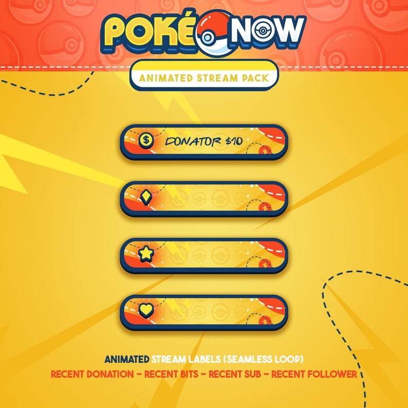 Poké Now Animated Stream Pack: Twitch, Youtube, Kick, Stream Overlays ...