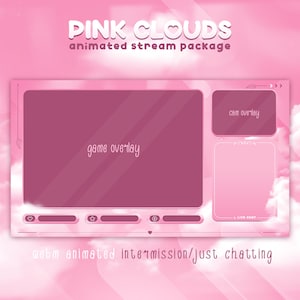 Pink Clouds Premium Animated Stream Package | Stream Overlays, Panels ...