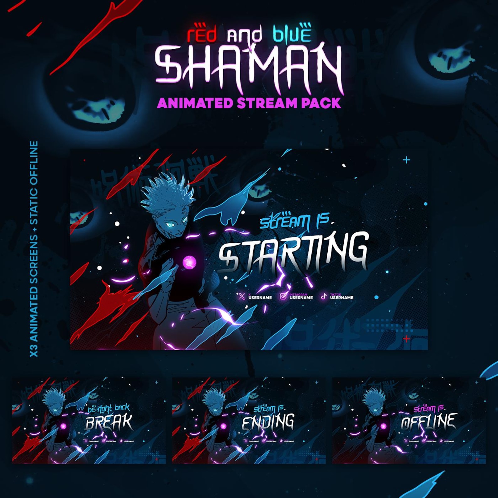 Shaman Animated Stream Package: Twitch, Youtube, Kick, Stream Overlays ...