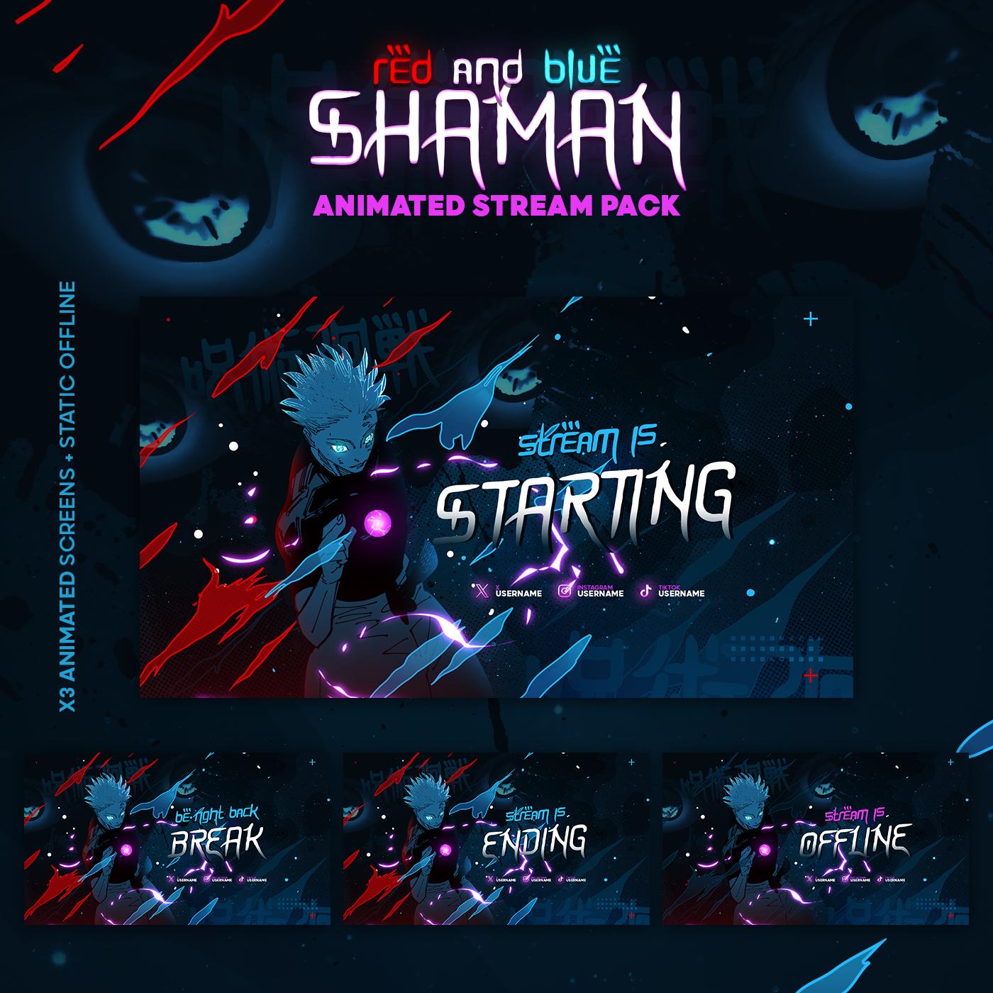 Shaman Animated Stream Package: Twitch, Youtube, Kick, Stream Overlays ...