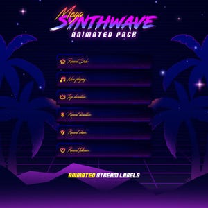 Synthwave Animated Stream Package: Twitch, Youtube, Kick, Stream ...
