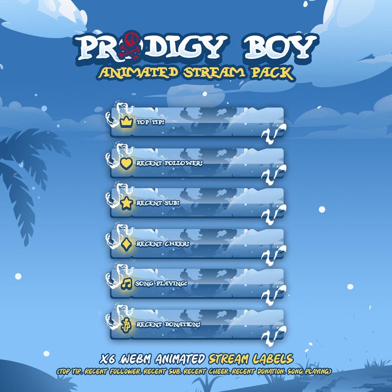 Paquete de transmisión animada de Prodigy Boy: Twitch, YouTube, Kick, superposiciones de ...