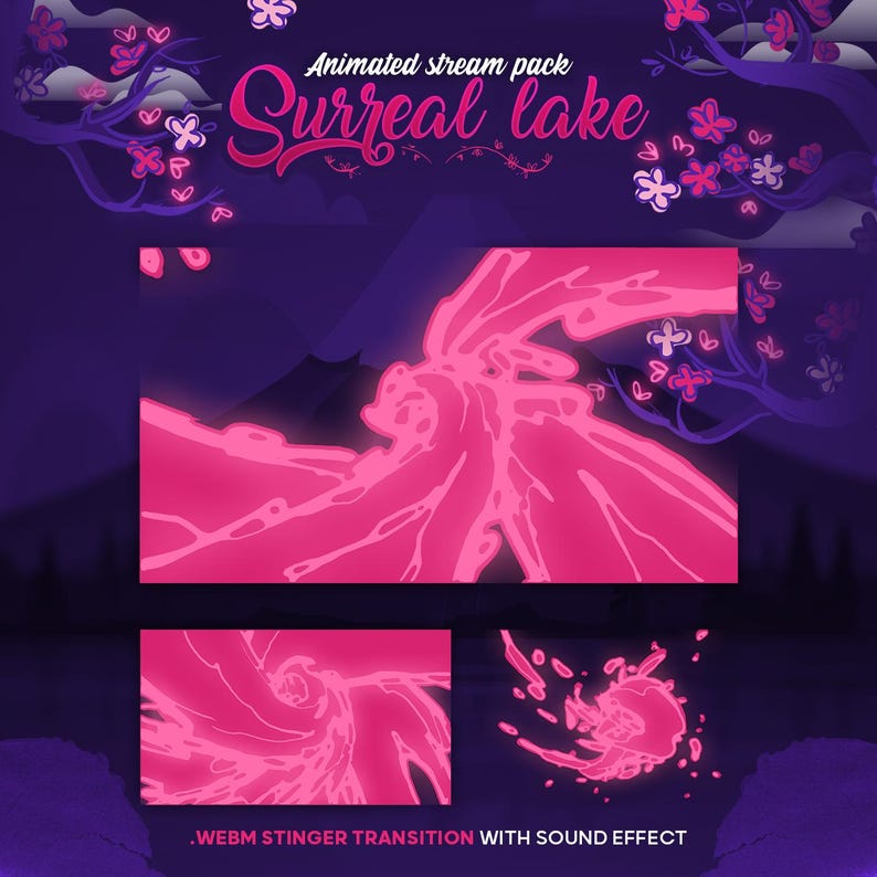 Surreal Lake Premium Animated Stream Package | Stream Overlays, Panels ...