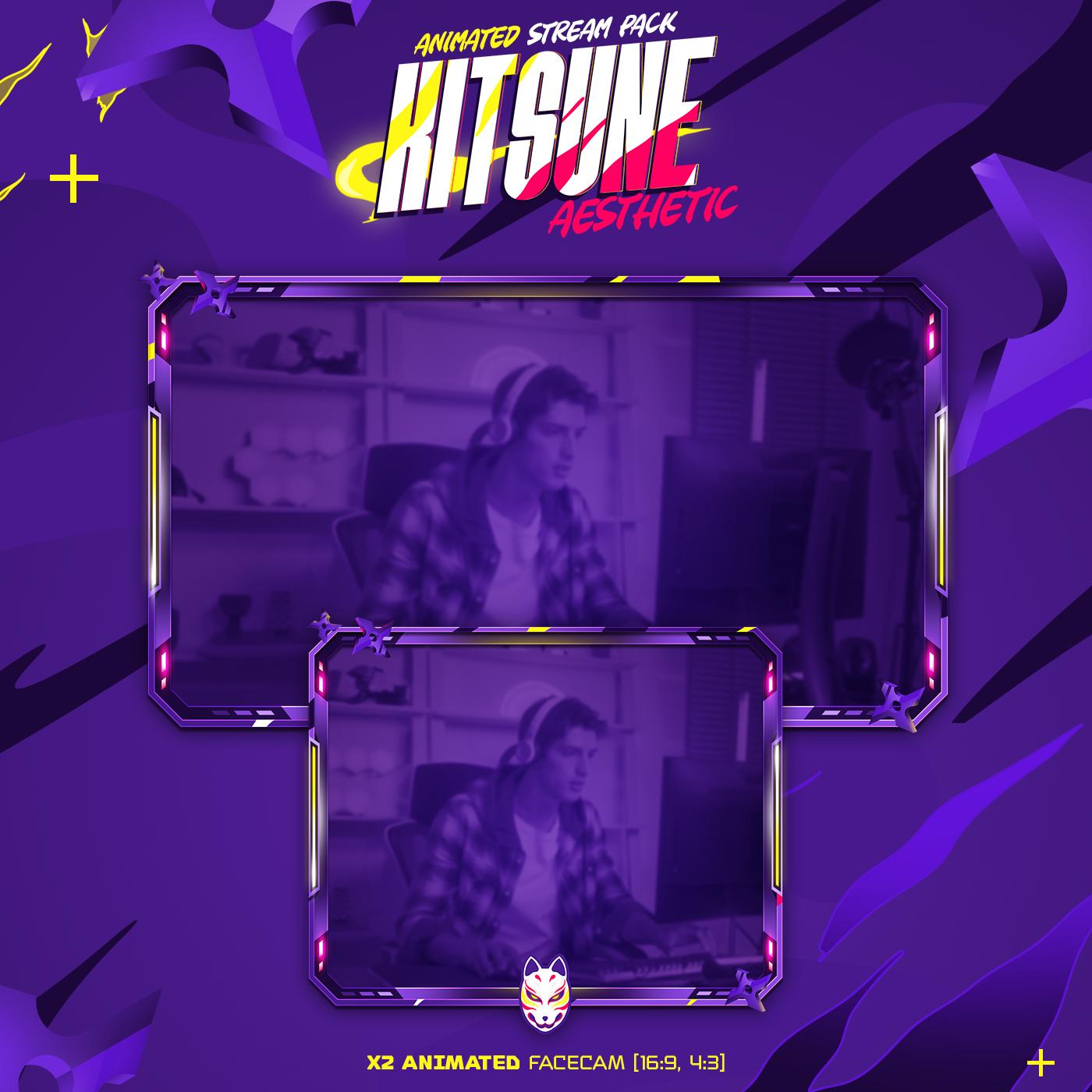 Kitsune Animated Stream Package: Twitch, Youtube, Kick, Stream Overlays ...