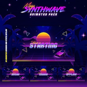 Synthwave Retro Premium Animated Stream Package | Stream Overlays ...