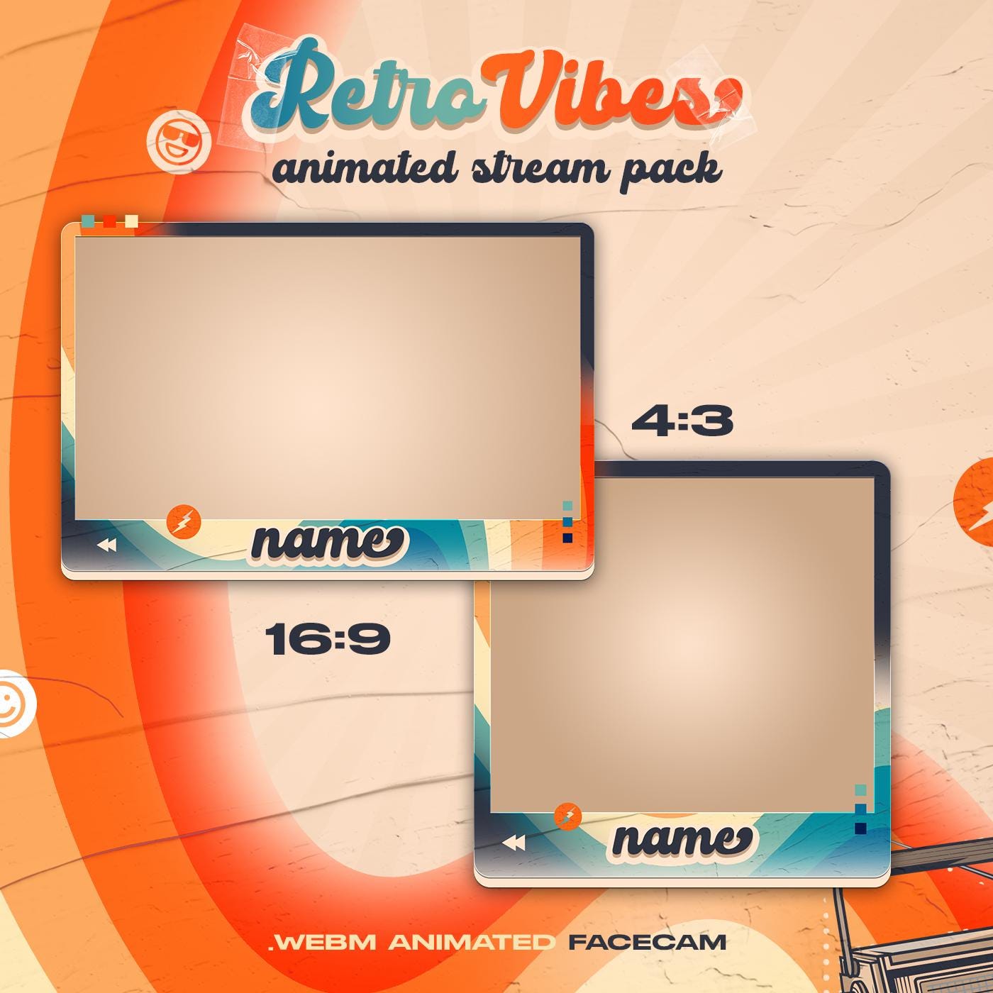 Retro 80s Animated Stream Package: Twitch, Youtube, Kick, Stream ...