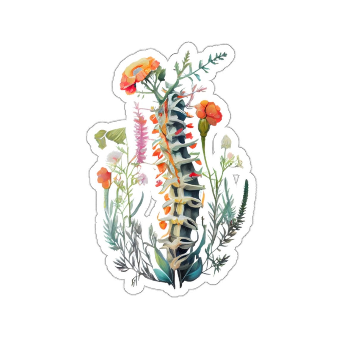 Floral Spine Sticker – Nature-inspired Vinyl Decal - Etsy
