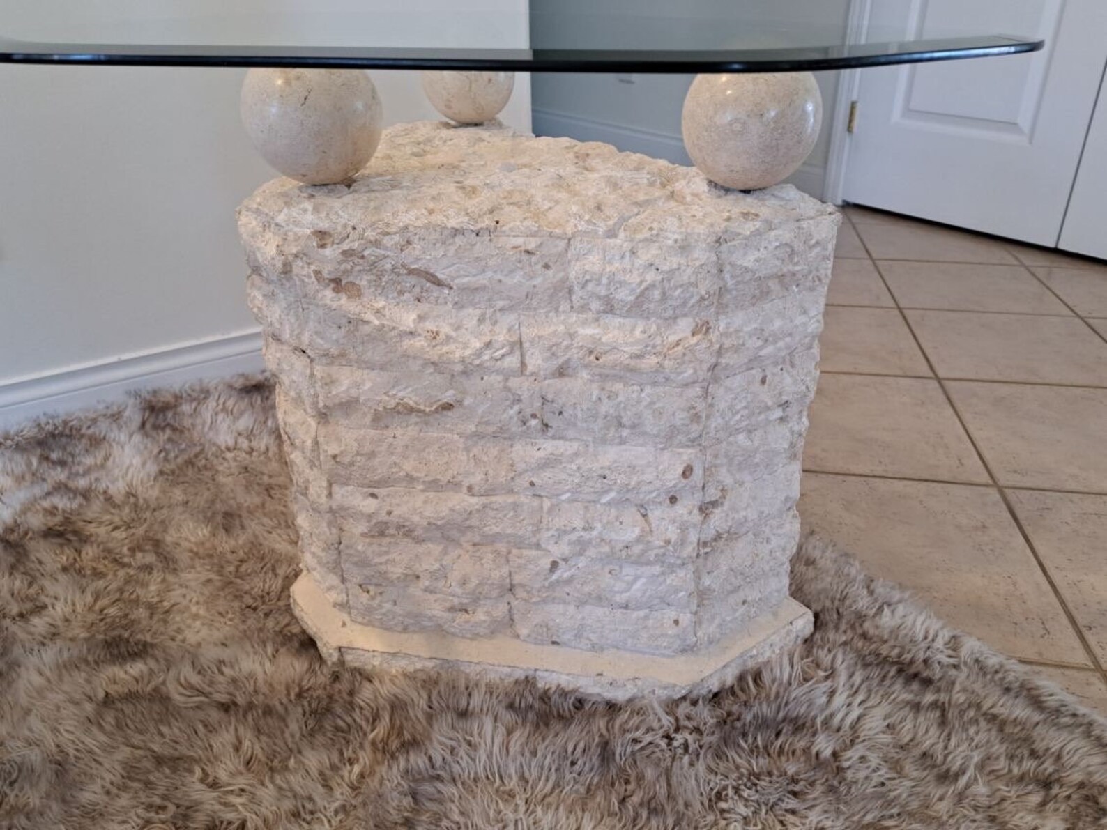 Postmodern Tessellated Stone Glass Top Side Tables, Set of 2 - Etsy