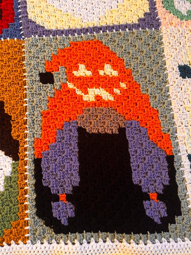 Handmade Crochet C2C Graphghan Pixel Art Gnome Holidays Blanket 64x64 ...