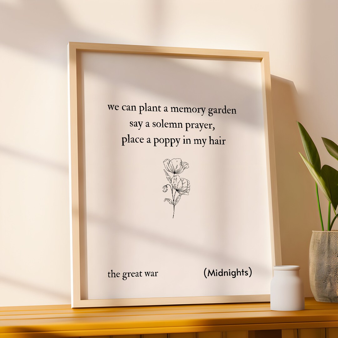 The Great War by Taylor Swift Lyric Print, Wall Art for Swiftie Taylor ...