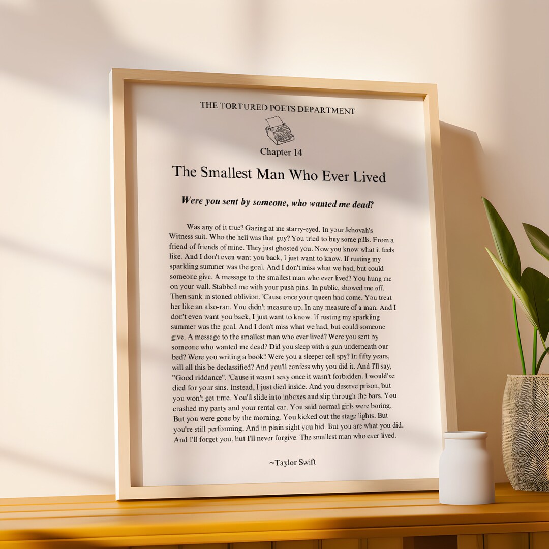 The Smallest Man Who Ever Lived the Tortured Poets Department Print ...