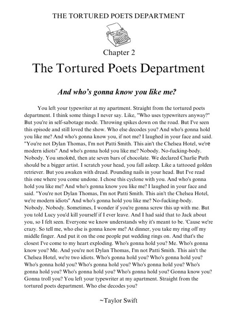 The Tortured Poets Department Print Wall Art, Taylor Swift TTPD ...
