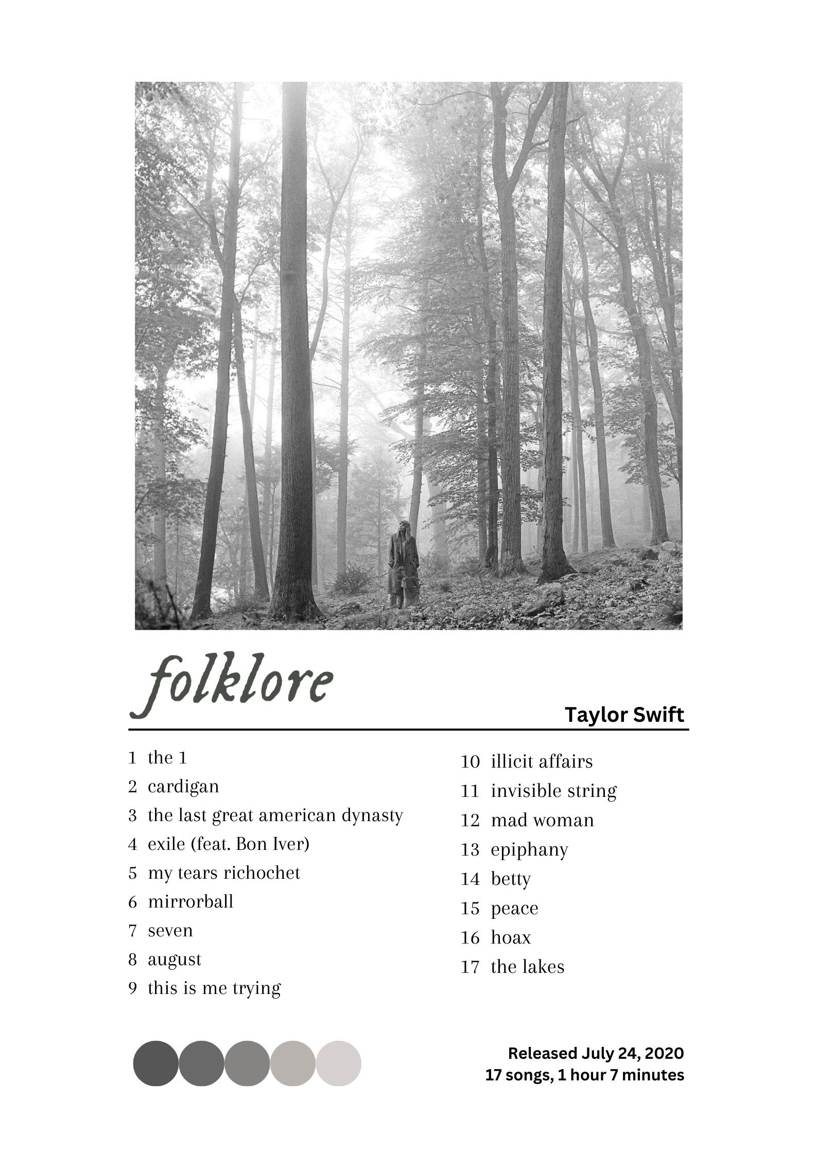Folklore by Taylor Swift Album Art Print - Etsy