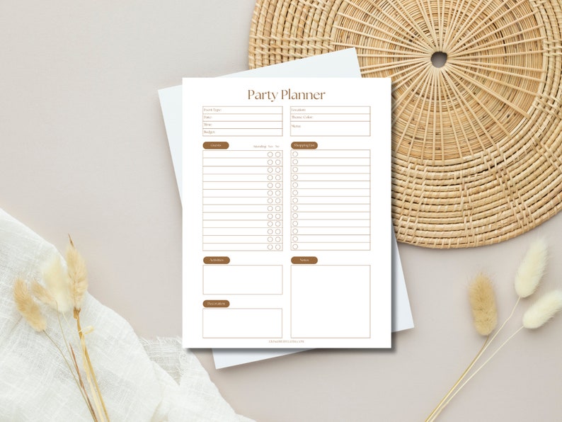 Simple Minimalistic Digital Party Planner Template PDF Printable Event ...