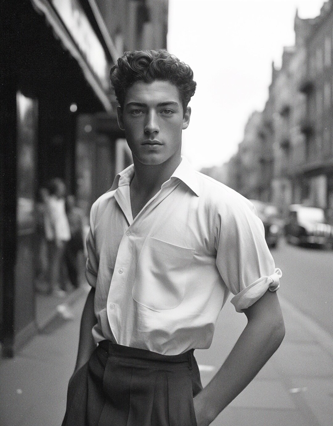 Timeless Elegance: Vintage European Street Scene Digital Print ...