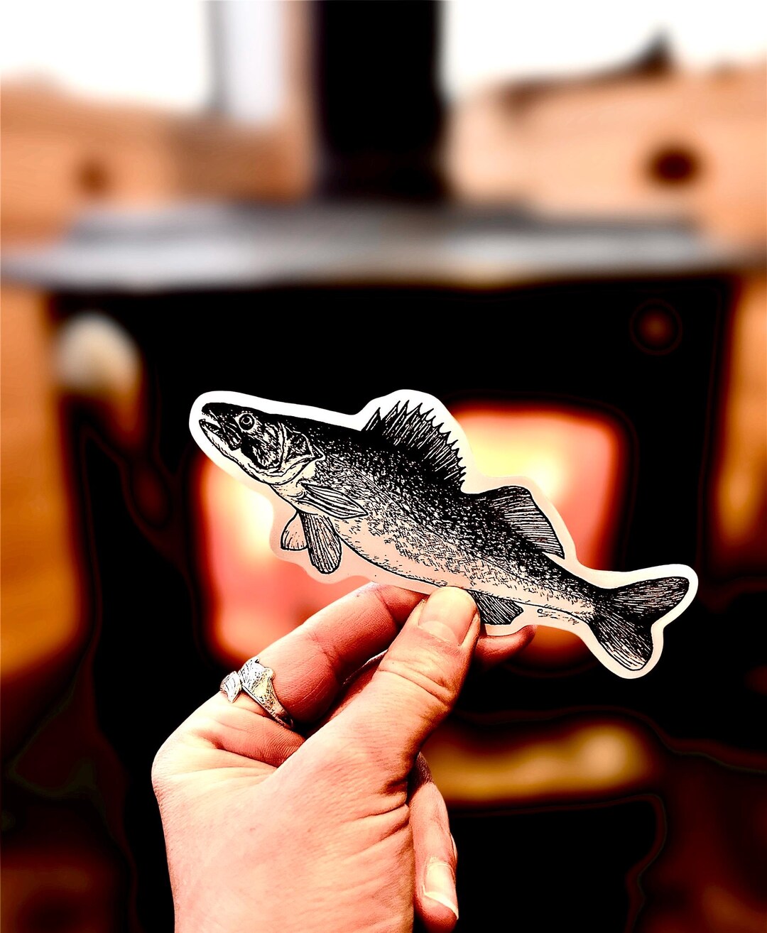 Walleye Fish Sticker: Hand-drawn Vinyl Decal (6x2) - Etsy