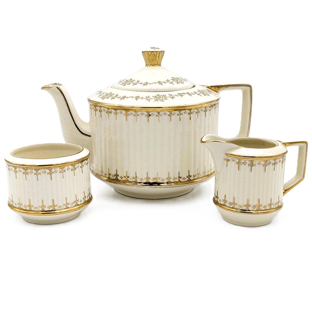 Rare Vintage Sadler Tea Set: Gold Filigree, England Staffordshire - Etsy