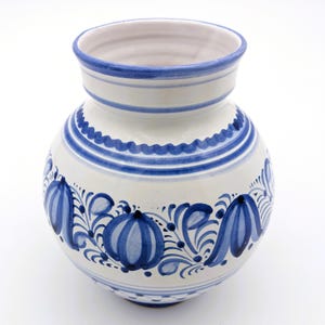 Cute Vintage Vase From Modra Slovakia Studio Pottery Blue and White 6.7 ...