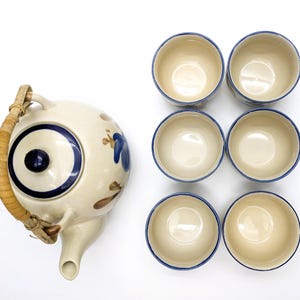 Vintage Feng Cheng Tea Set | Hand Painted Ceramic Teapot With 6 Cups ...