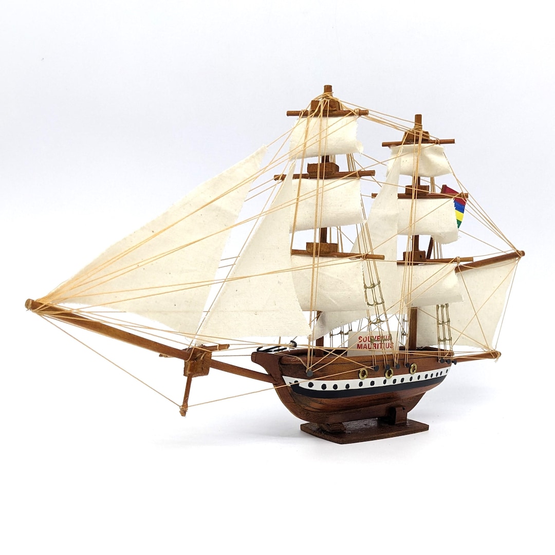 Vintage Mauritius Ship Model: Handmade Nautical Decor Collectible ...