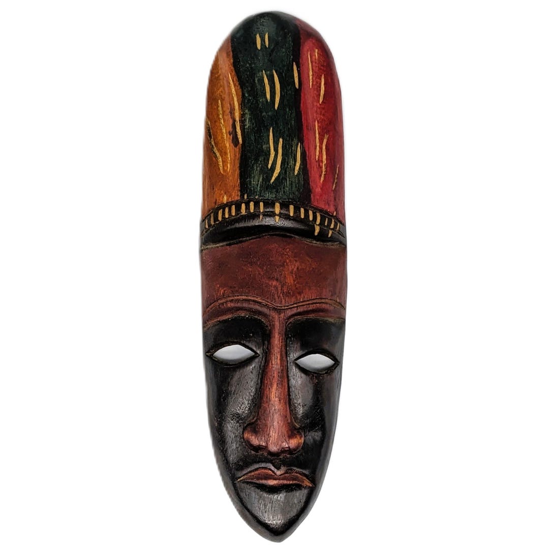 Haitian Hand Carved Wooden Mask 12″ Vintage | 30 Cm Long Folk Art ...