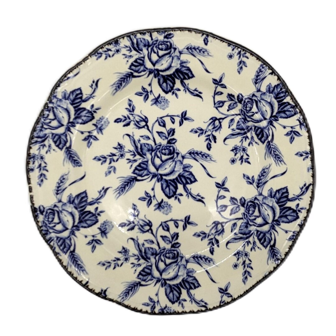 Vintage Wood & Sons Colonial Rose Blue Plate | English Transferware ...
