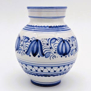 Cute Vintage Vase From Modra Slovakia Studio Pottery Blue and White 6.7 ...