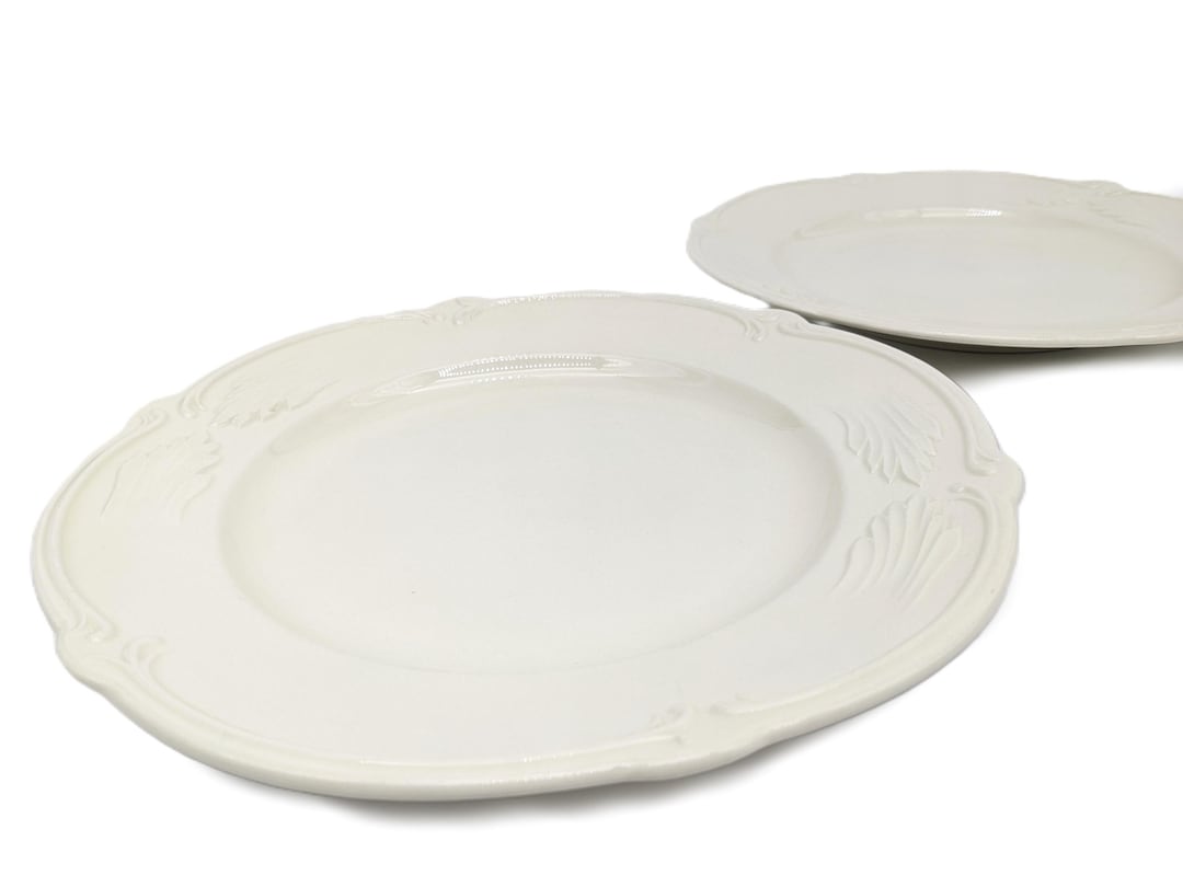 Gien Rocaille Cream French Dinner Plates Set of 2 | Embossed 18th ...