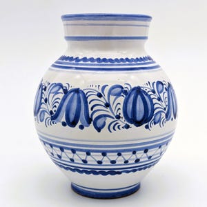 Cute Vintage Vase From Modra Slovakia Studio Pottery Blue and White 6.7 ...