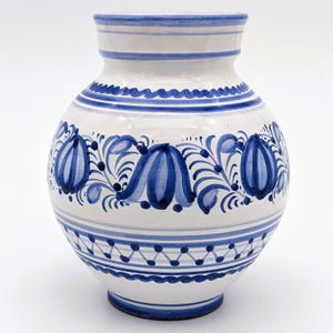 Cute Vintage Vase From Modra Slovakia Studio Pottery Blue and White 6.7 ...