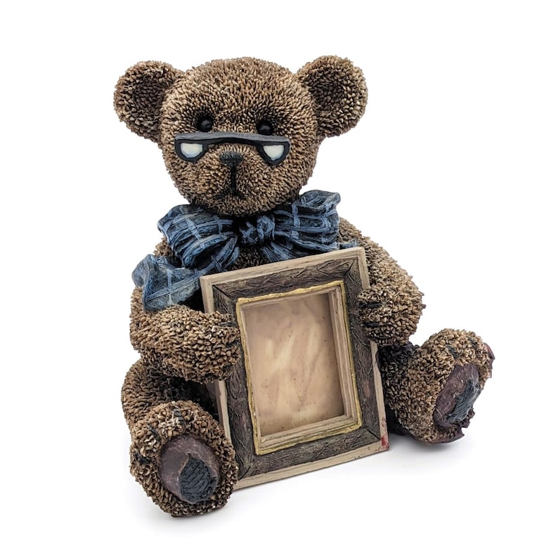 Vintage Ted Bear Figurine Picture Frame Resin Nursery Brown Bear ...