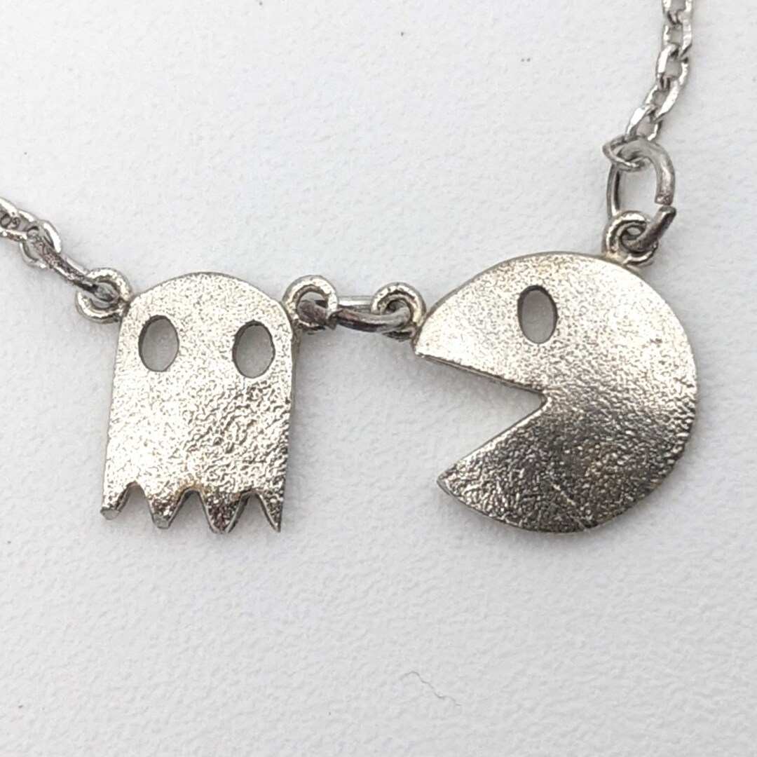 80s Pac-man & Ghost Chain Necklace Pac Man Theme Solitaire Pendant in ...
